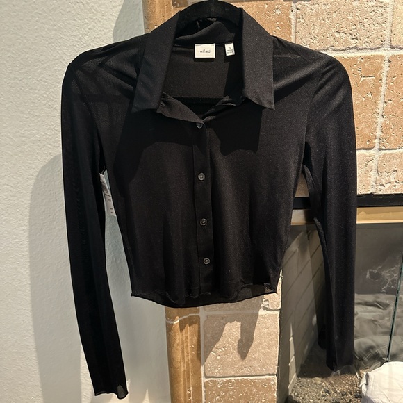 Wilfred | Tops | Brand New With Tag Wilfdred Black Sheer Cropped Button ...